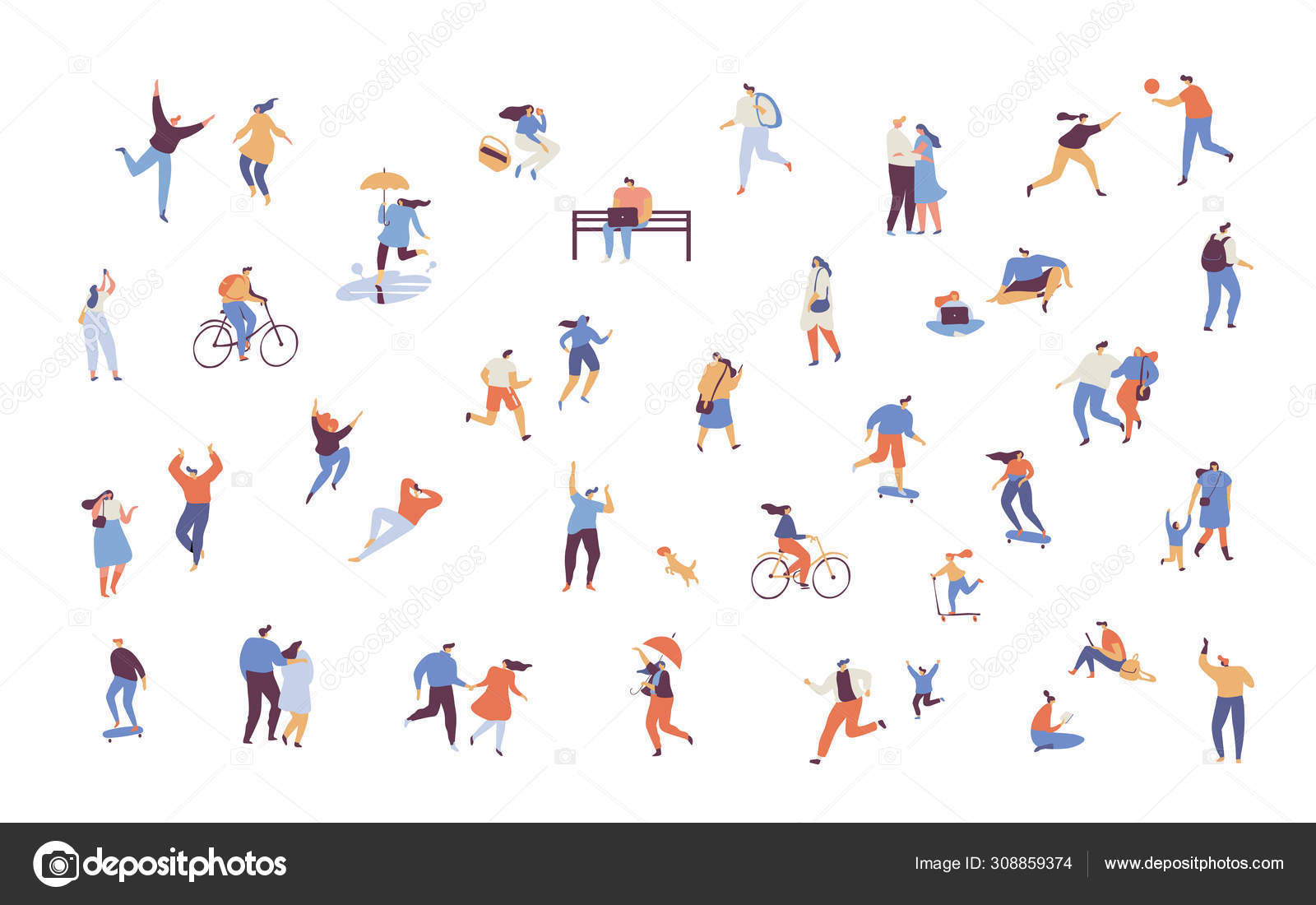 Mucha Gente Varias Personas Conjunto Vectores Personajes Planos ...