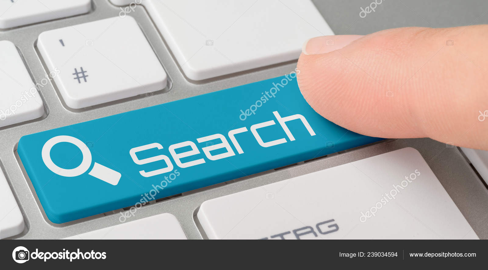 Keyboard Blue Labeled Button Search — Stock Photo © Zerbor #239034594