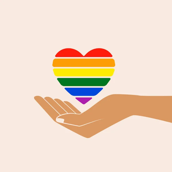 Hands Heart Rainbow Lgbt Heart Love Love Pride Slogan Lgbt — Stock