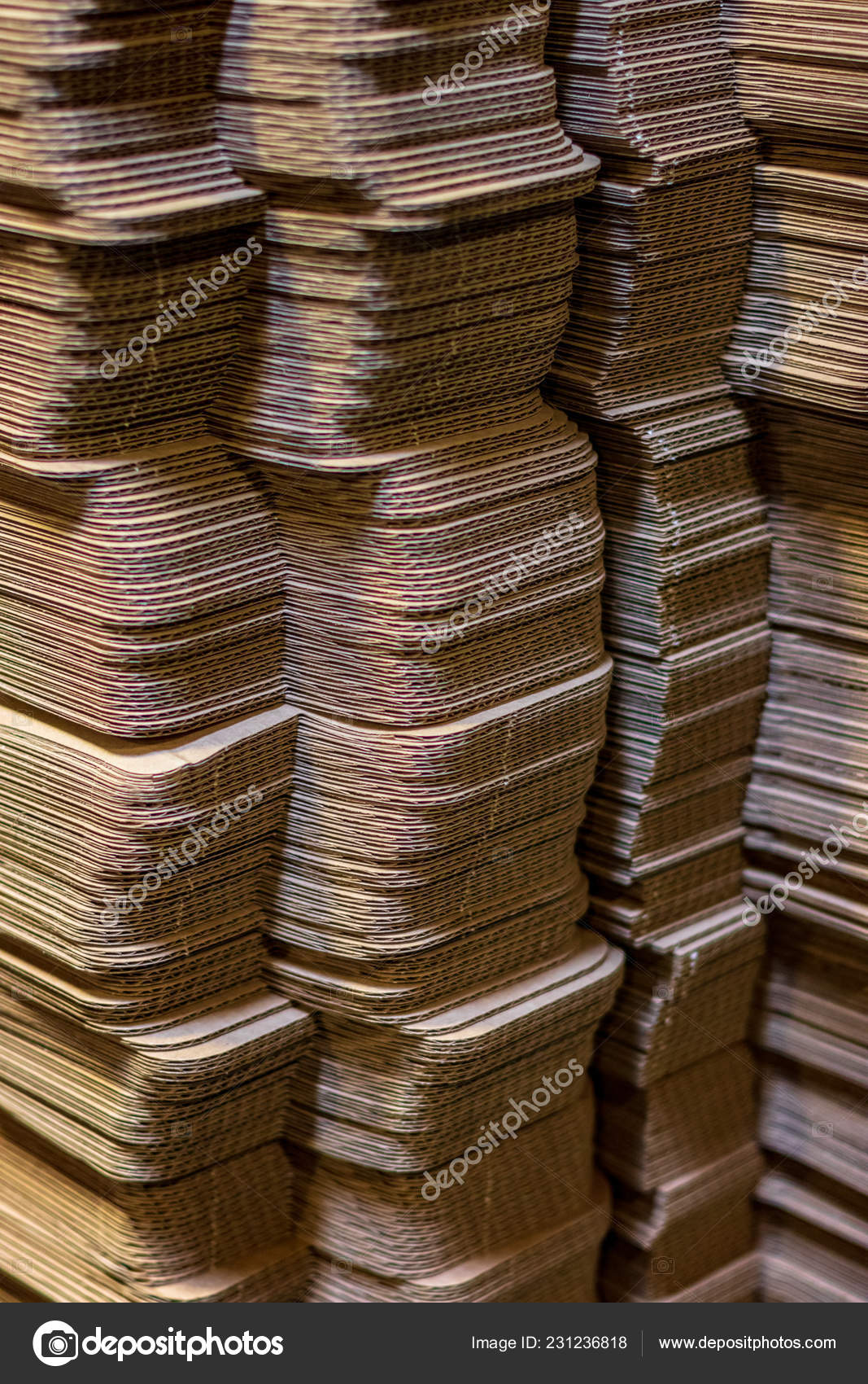 Corrugated Cardboard Boxes Flattened Stacked Rows Stock Photo by ...