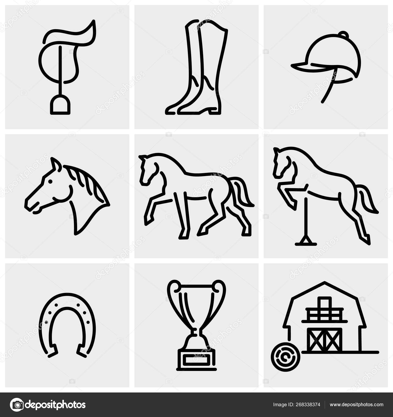 Equestrian Icon Set Horses Vector Symbols — Stock Vector © ProfiTrollka ...