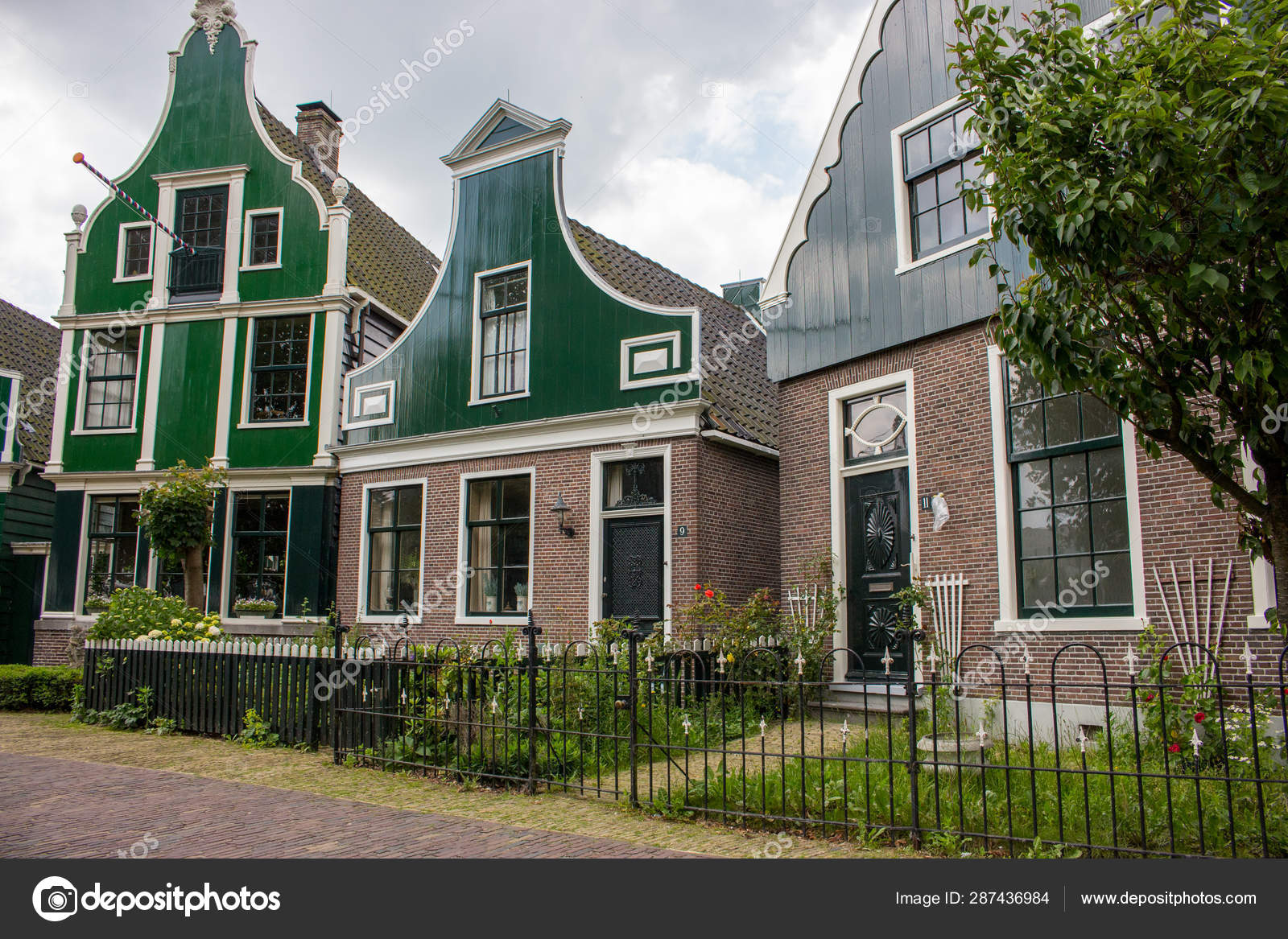 Facade Traditional Dutch Buildings Village Brick Wooden Houses Zaanse ...