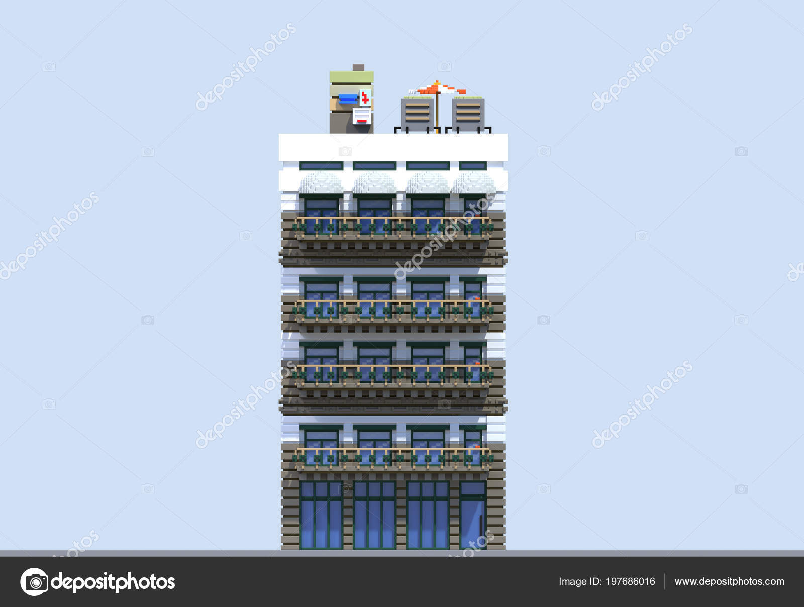 Rendering Set Flat Isometric Block Buildings Infographic Concept Custom ...