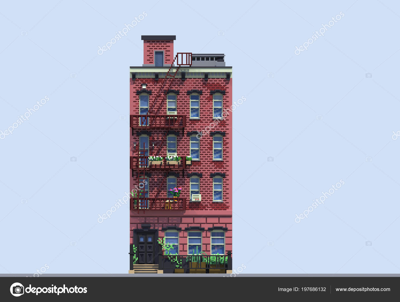 Rendering Set Flat Isometric Block Buildings Infographic Concept Custom ...