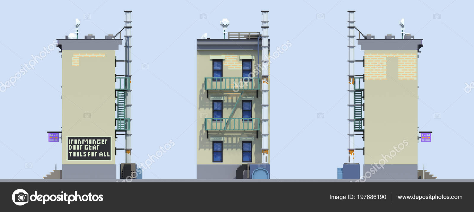 Rendering Set Flat Isometric Block Buildings Infographic Concept Custom ...