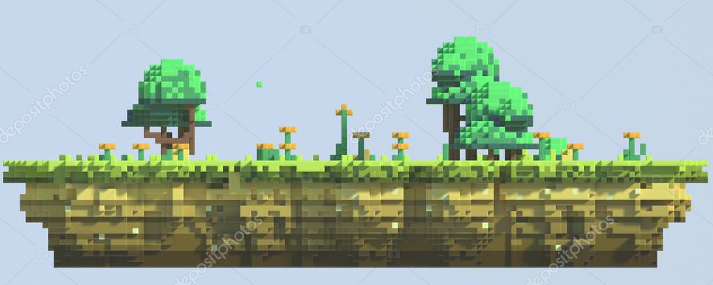 Rendering Pixel Art Livello Progettazione Vista Laterale Sezione ...