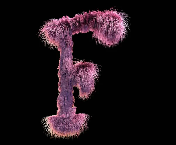 Rendering Fluffy Realistic Faux Fur Character Furry Font Isolated Black ...