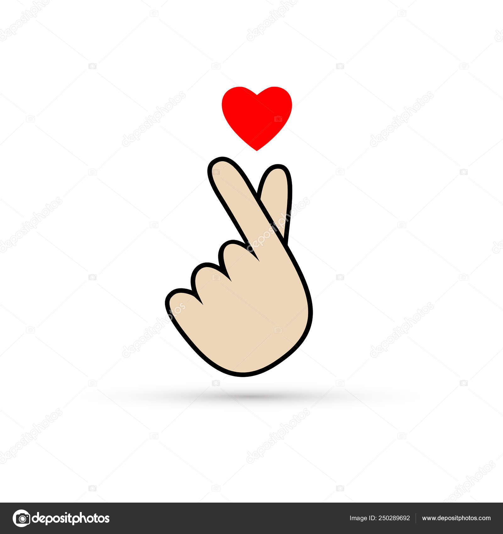 Coração coreano gesto mão símbolo vetor ícone. ilustração simples plana ...