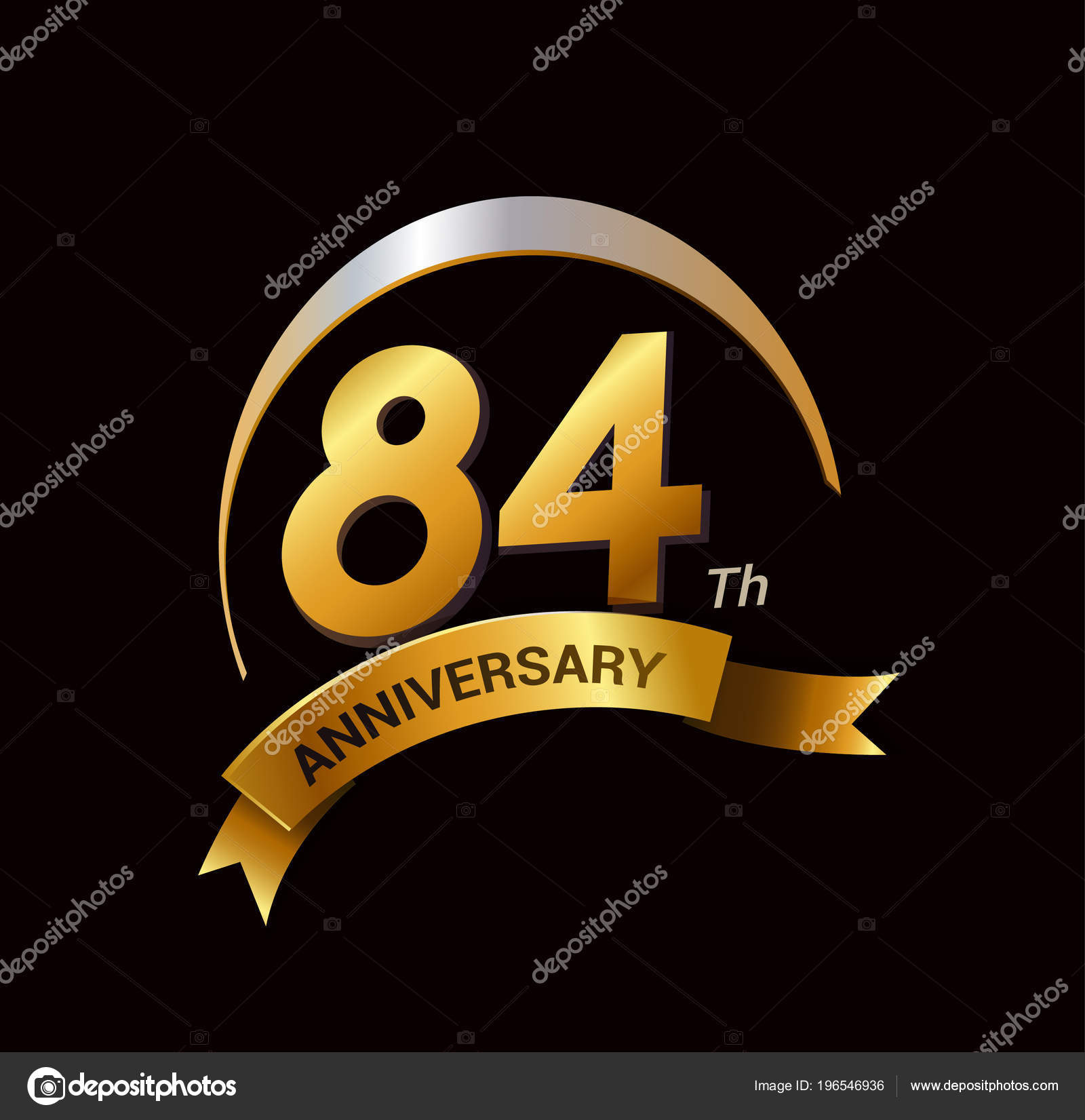 Years Golden Anniversary Celebration Logo Ring Ribbon ⬇ Vector Image by ...