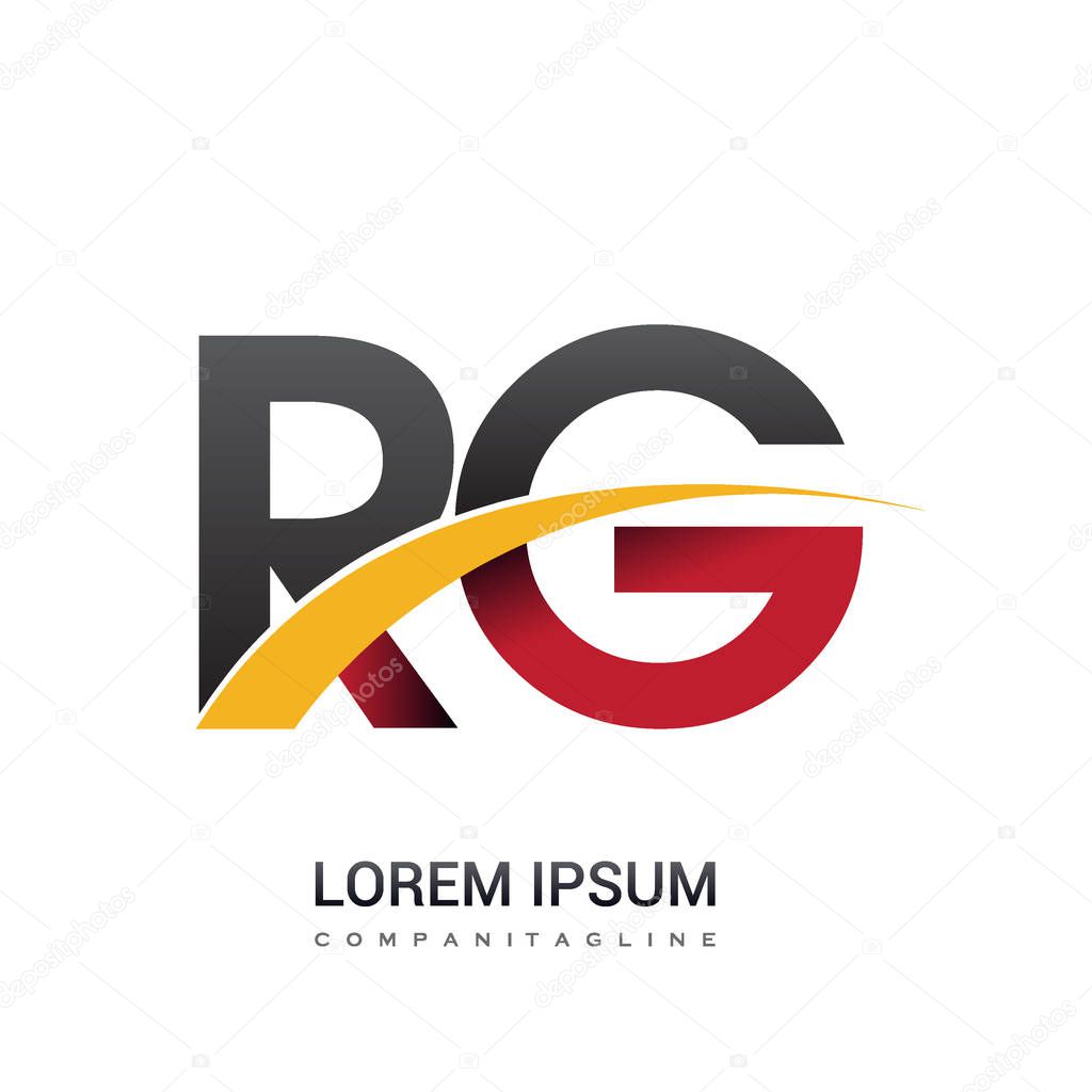 vector ilustración de rojo, amarillo negro letras rg 2024
