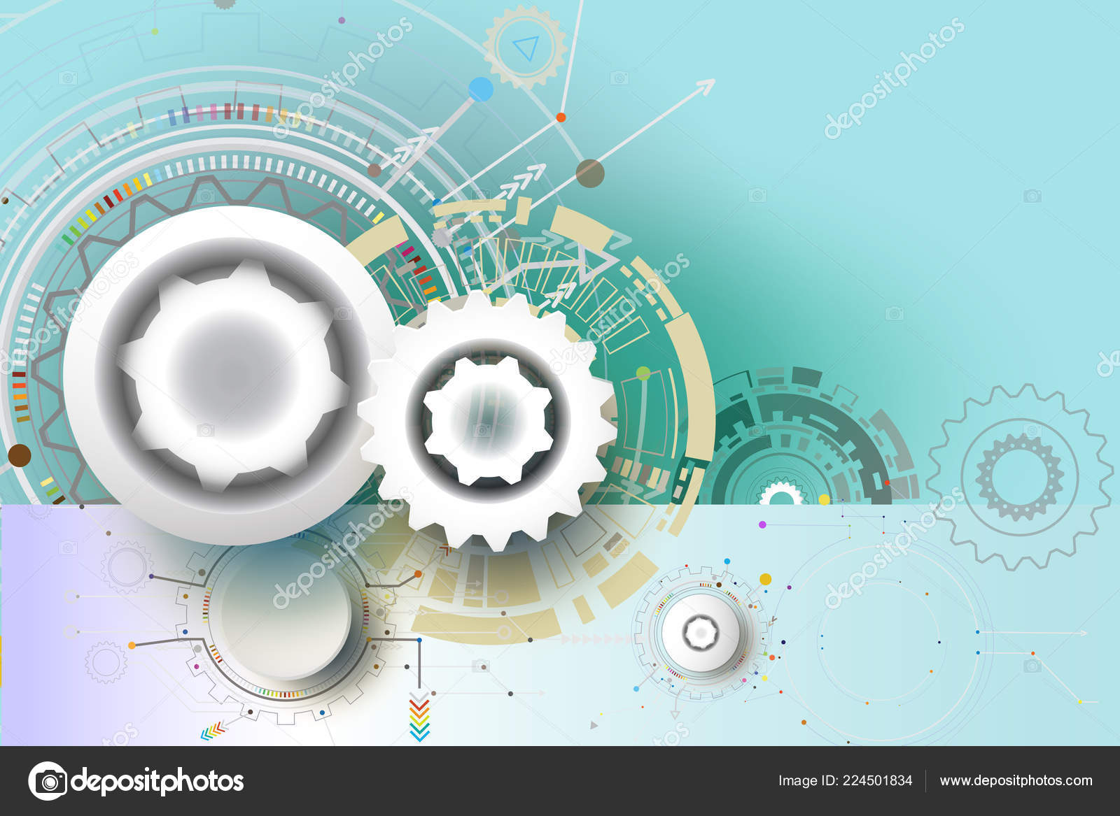 Technology Gear Wheel Engineering Blue Color Vector Illustration Tech ...