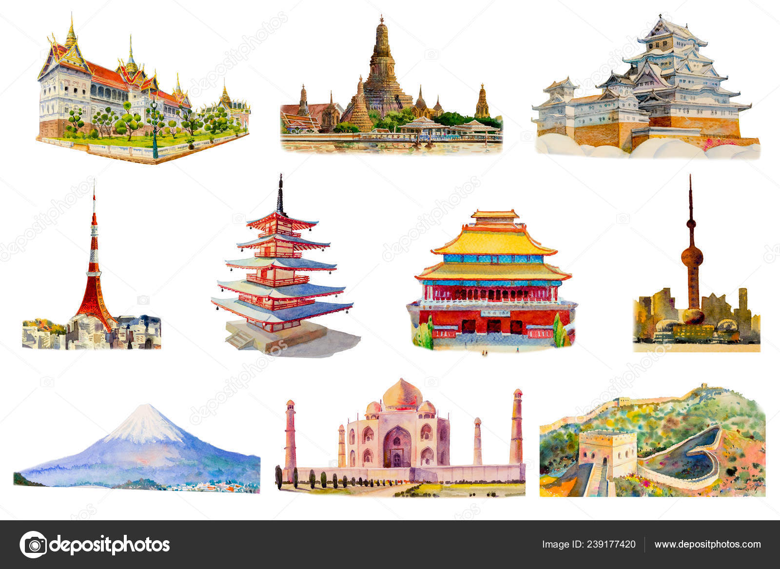 Paintings Landmark Travel World Sights Famous Landmarks World Grouped ...