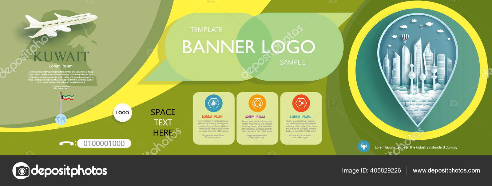Travel Poster Vector Template Design Promotion Text Presentation Kuwait ...