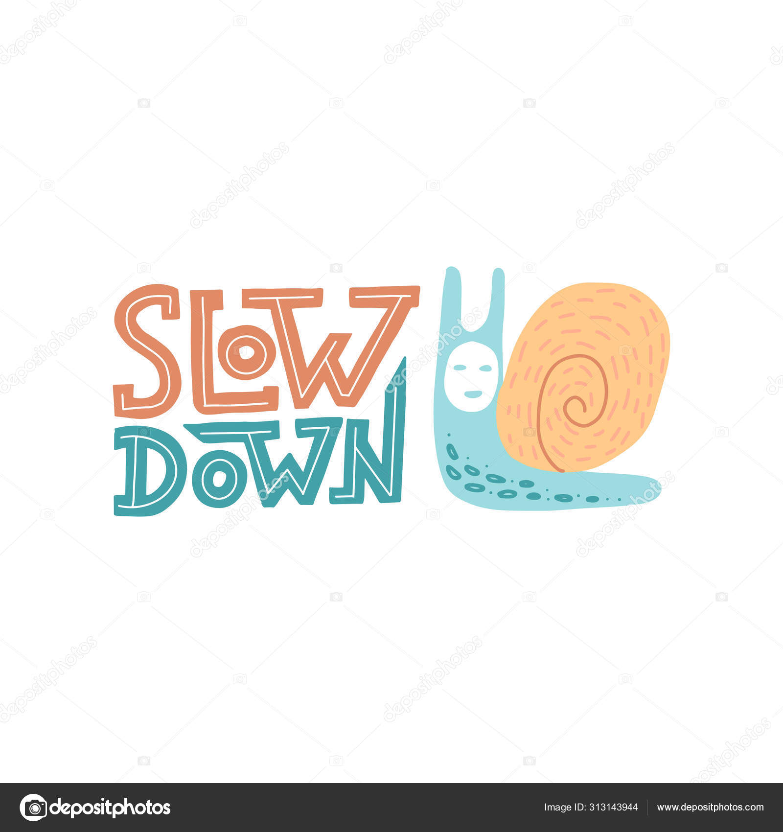 Vector hand drawn inspirational lettering - Slow down. Motivational ...