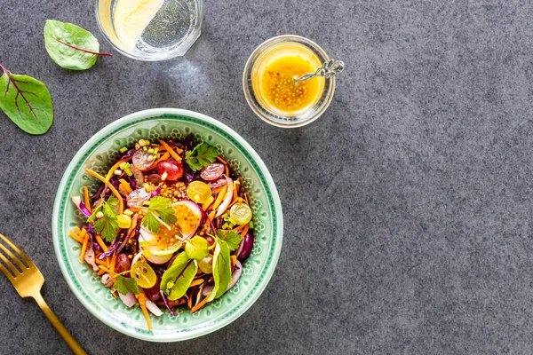 Vegetable Salad Fresh Red Cabbage Carrots Onions Corn Mung Seedlings ...