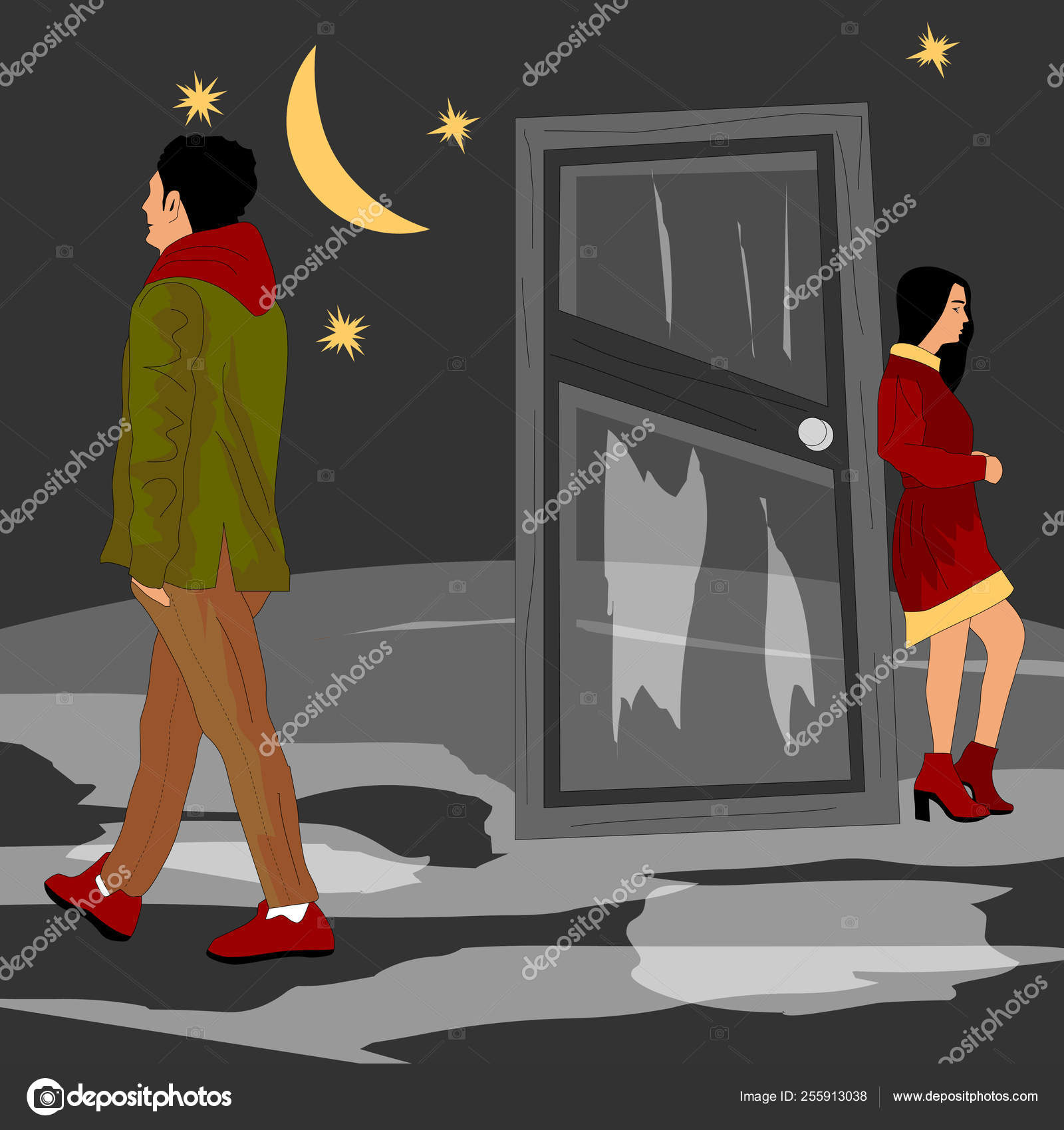 Girl Sad Guy Left Home Stock Vector Image by ©Anneta1984 #255913038
