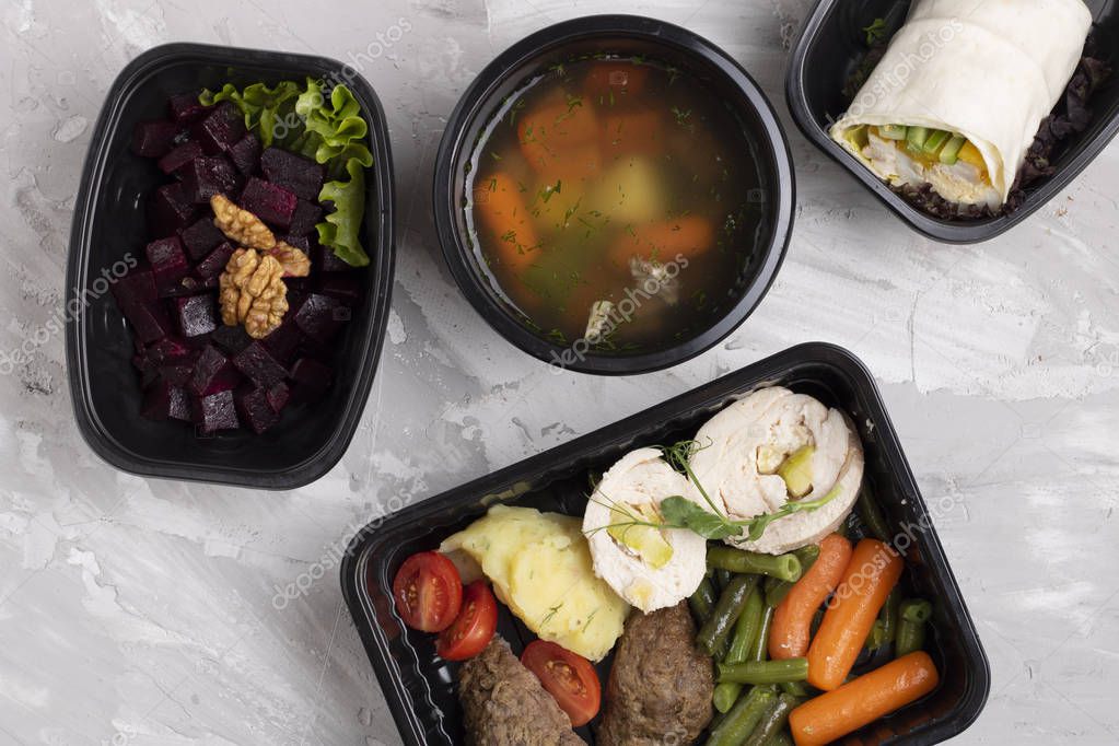 comida del primer plato, plato de entrada y plato principal. sin ...