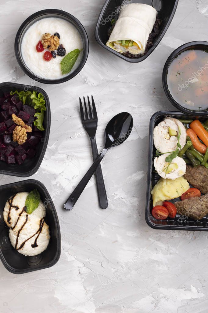 comida del primer plato, plato de entrada y plato principal. sin ...