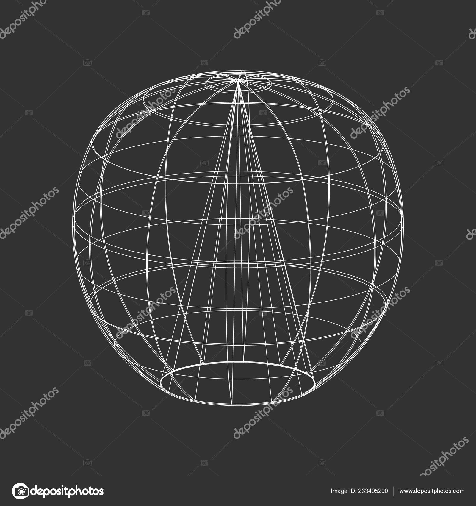 Outline vector sphere on the black background Stock Vector Image by ...