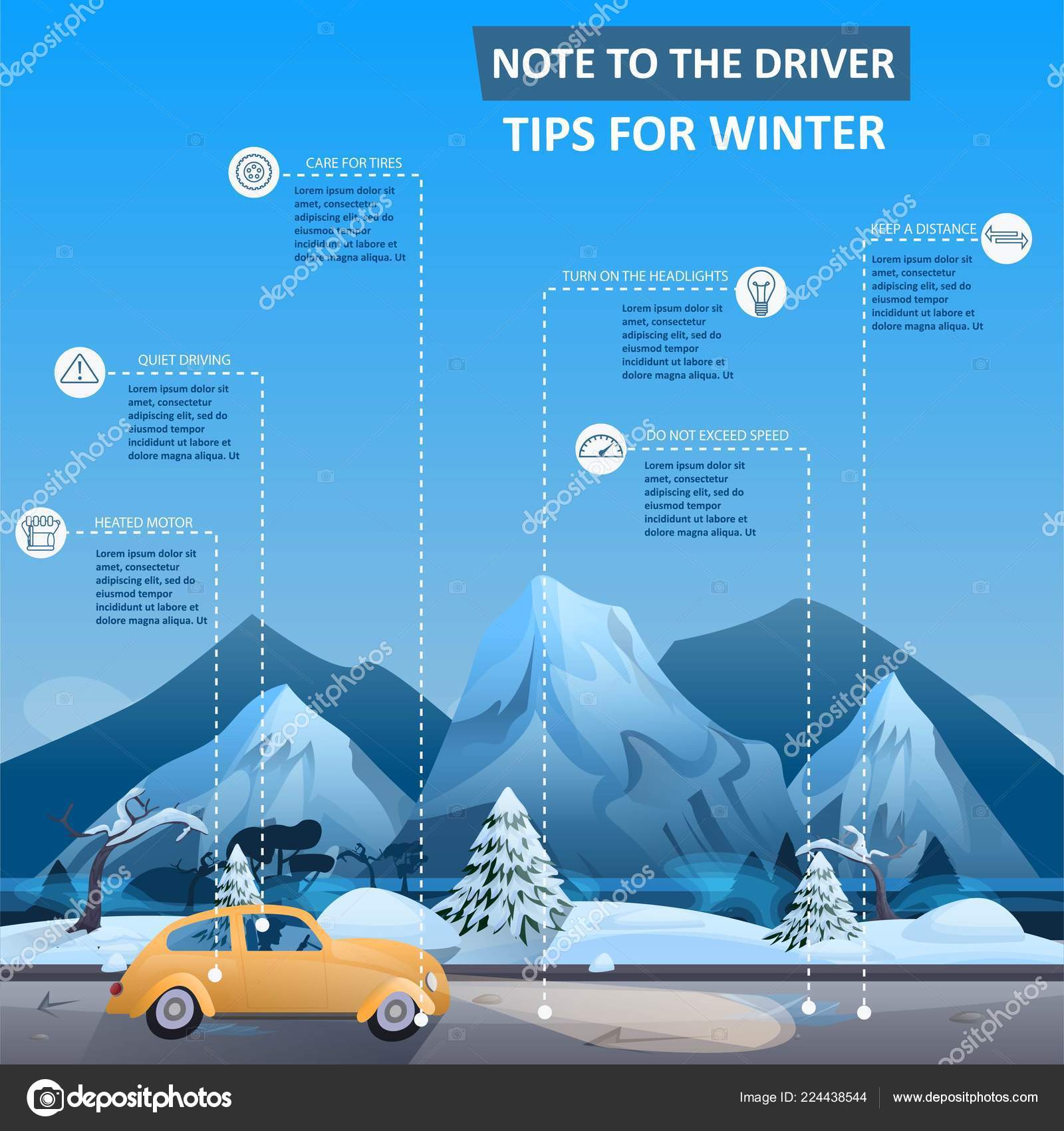 Infographics Drivers Season Winter Useful Tips Template Poster Banner ...