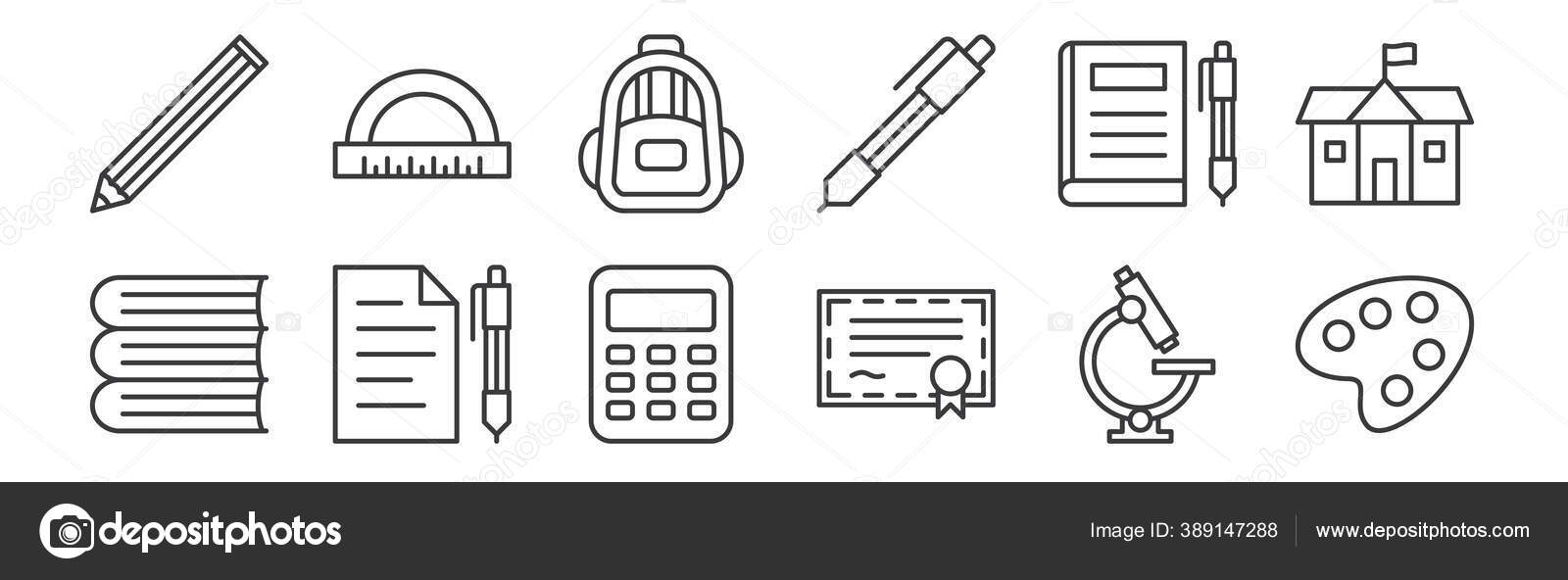 Set Linear Education Icons Thin Outline Icons Paint Palette Diploma ...