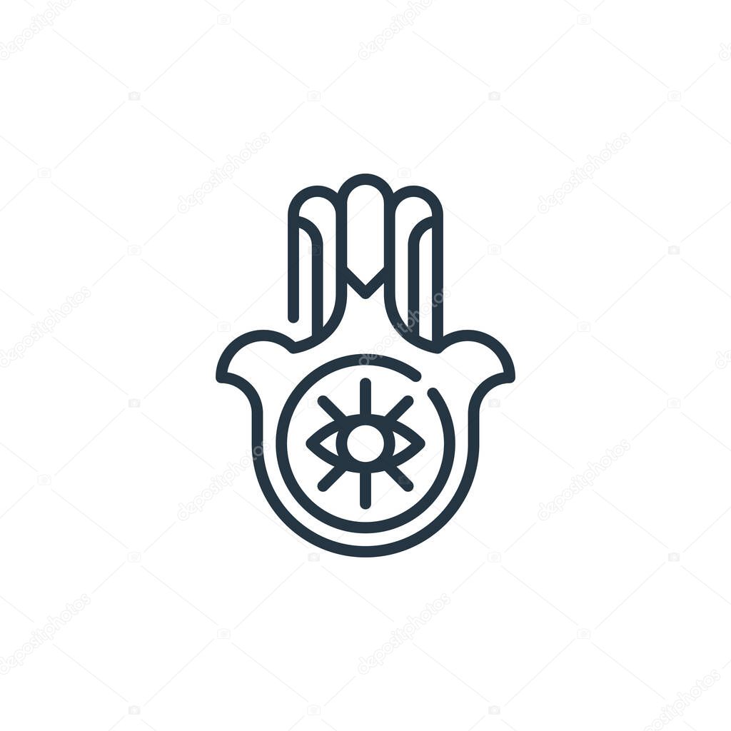 icono del vector de hamsa. un derrame cerebral editable. hamsa símbolo lineal para su uso en ...