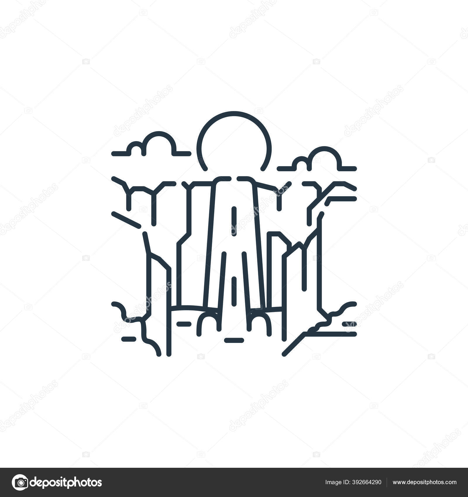 Waterfall Vector Icon Waterfall Editable Stroke Waterfall Linear Symbol ...