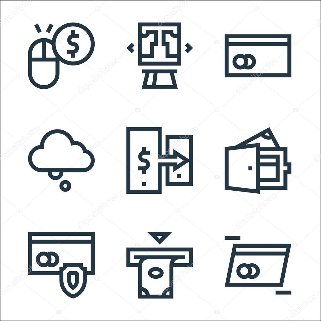 iconos de l nea de pago. Conjunto lineal. conjunto de l nea vectorial ...