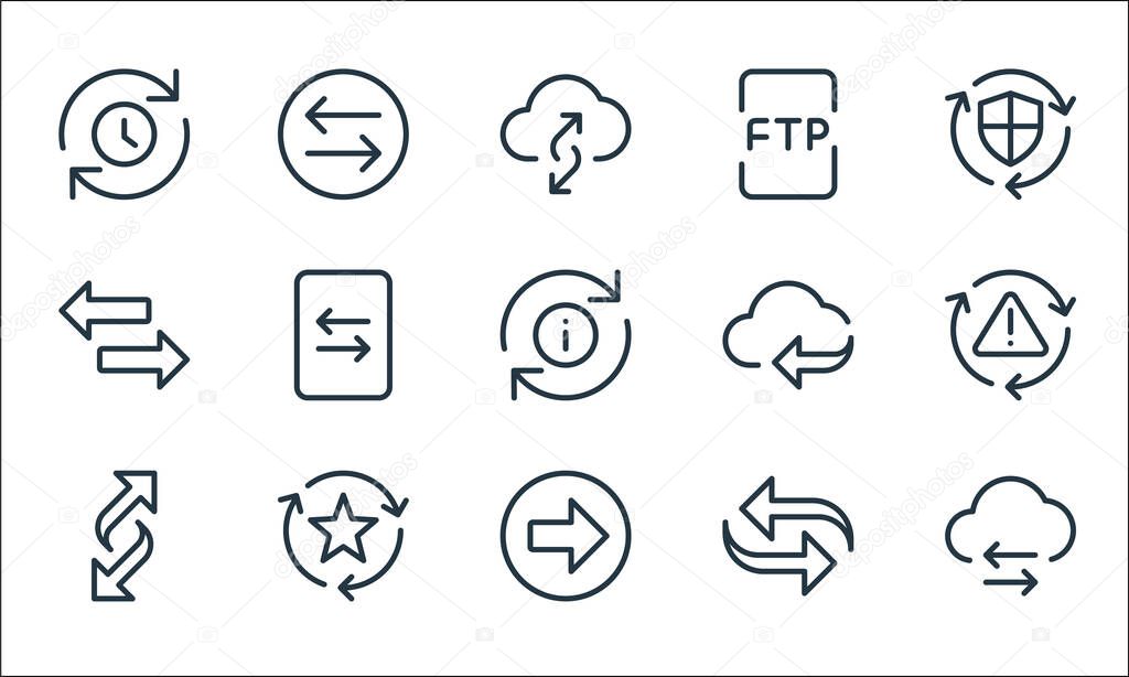 iconos de l nea de transferencia de datos. Conjunto lineal. conjunto de l neas vectoriales de ...