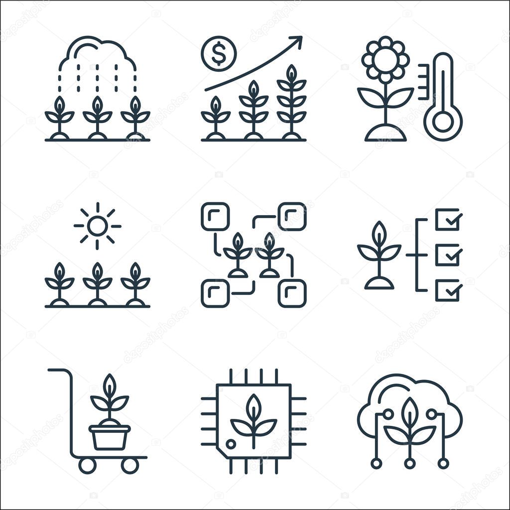 iconos de l nea de granja inteligente. Conjunto lineal. conjunto de l nea vectorial de calidad ...