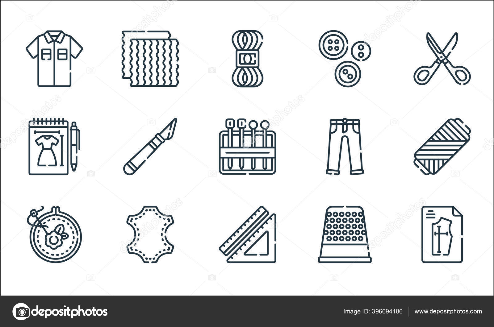 Sewing Line Icons Linear Set Quality Vector Line Set Pattern Stock ...