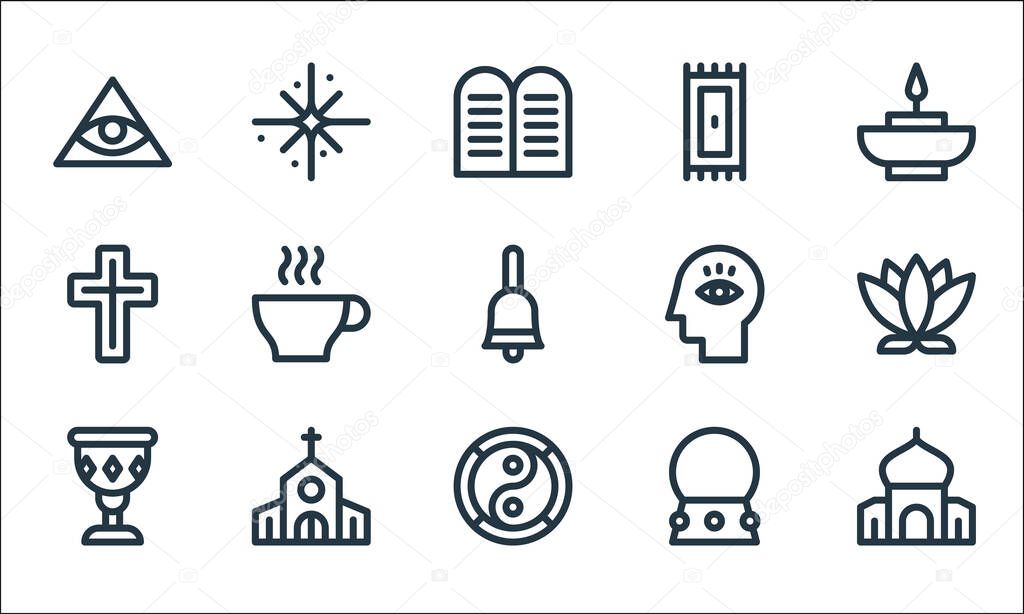 iconos de línea espiritual. Conjunto lineal. conjunto de línea de ...