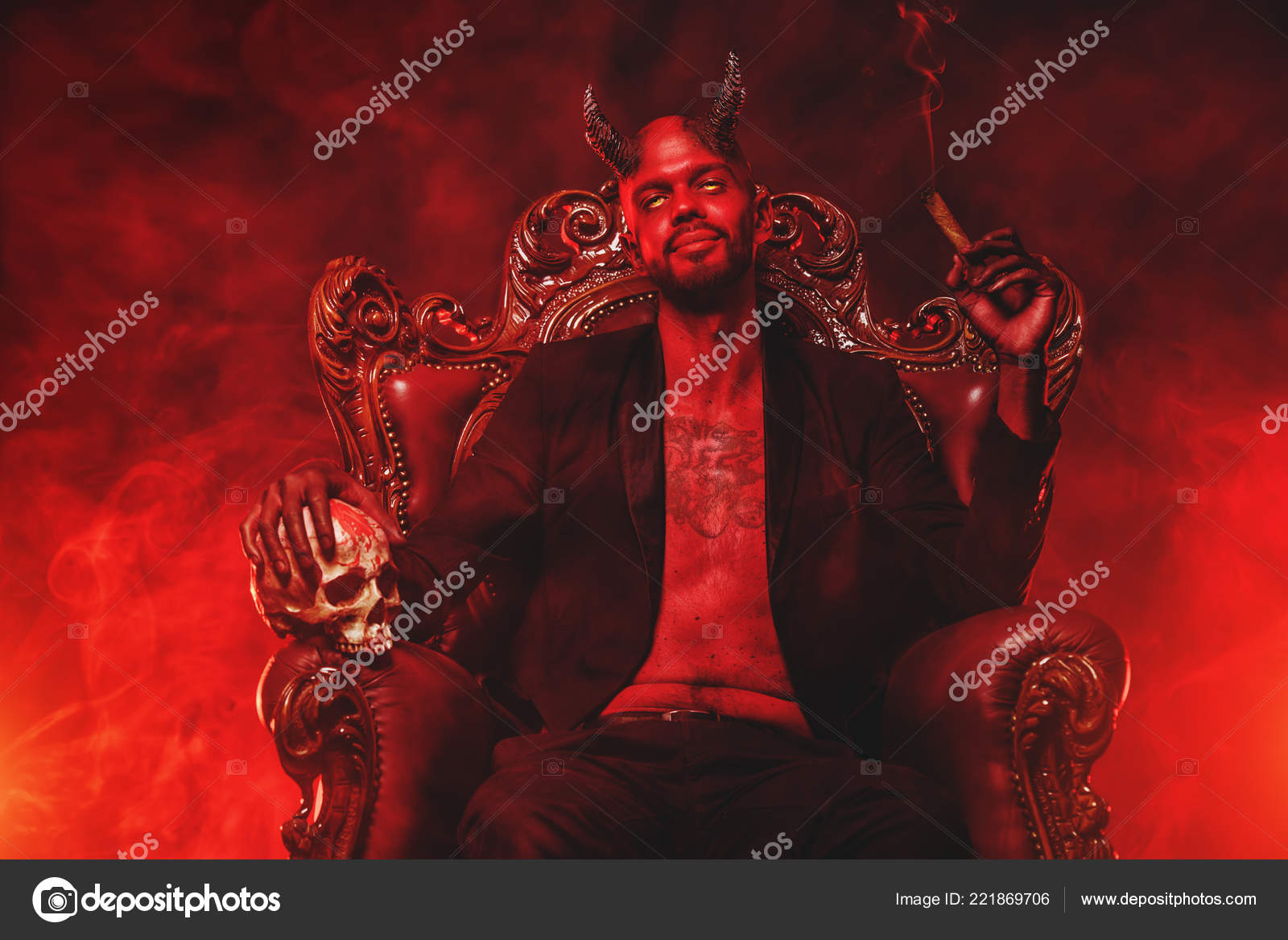 Portrait Bad Demon His Throne Horror Movie Nightmare Halloween — Stock ...