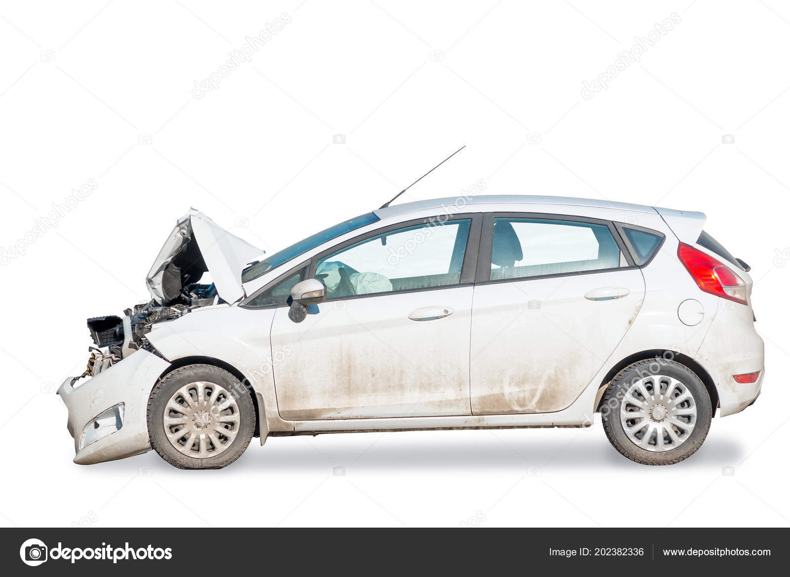 Smashed Car White Background