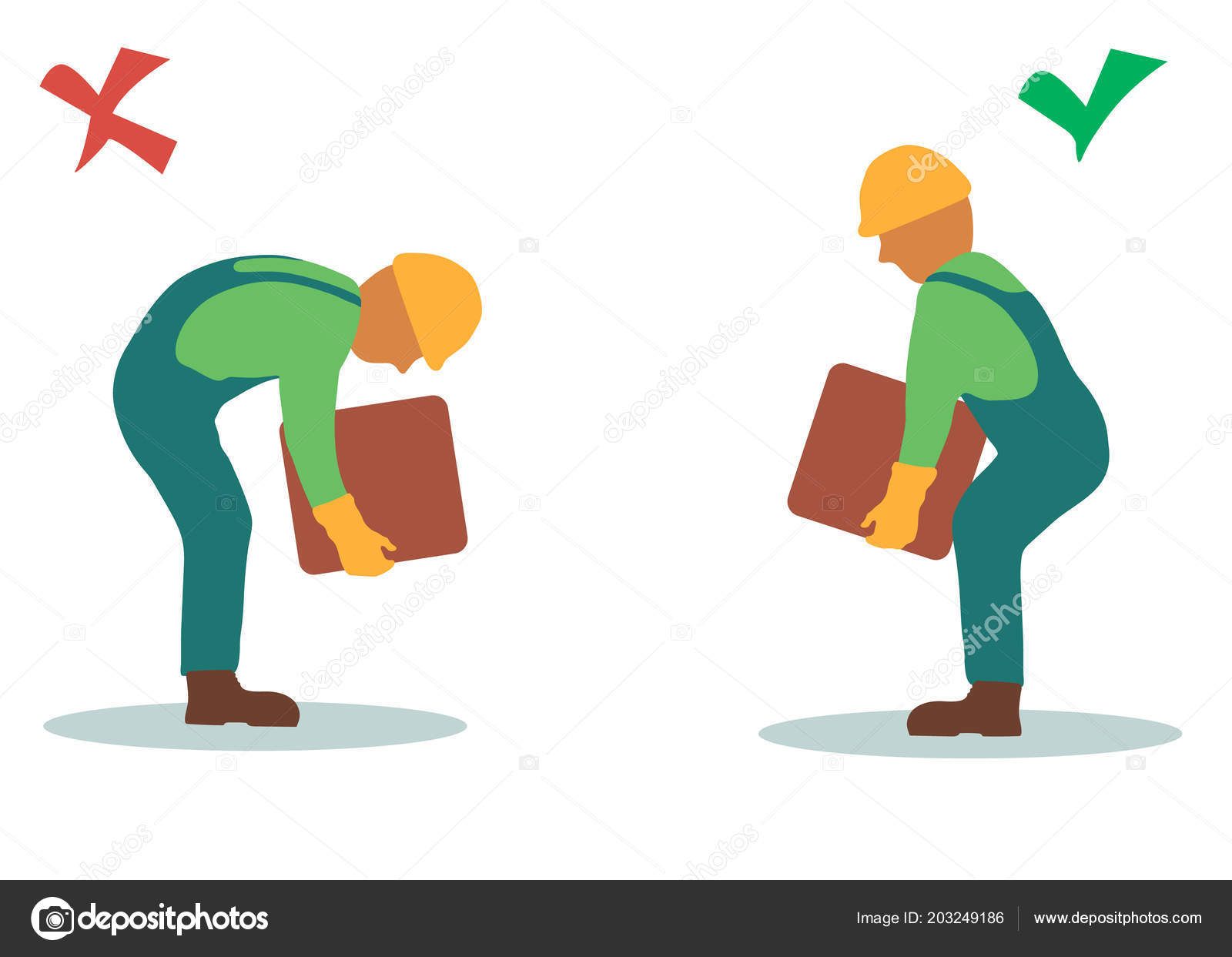 Safe handling and transportation of heavy items. Box and man, cargo and ...