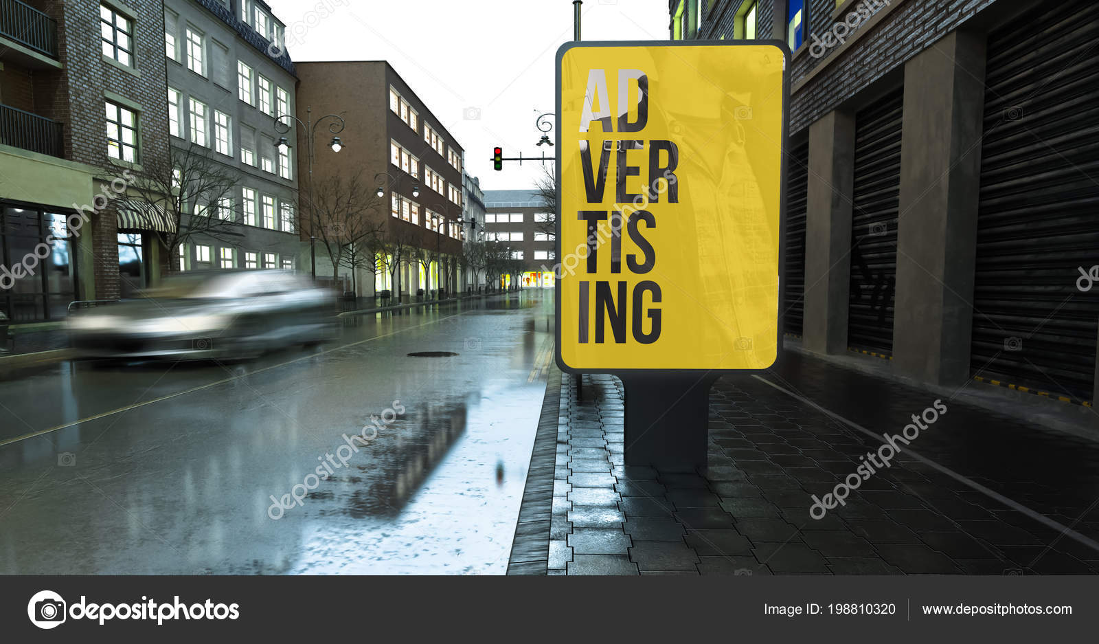 Advertising Poster Billboard Mockup Evening Street Rendering — Stock ...