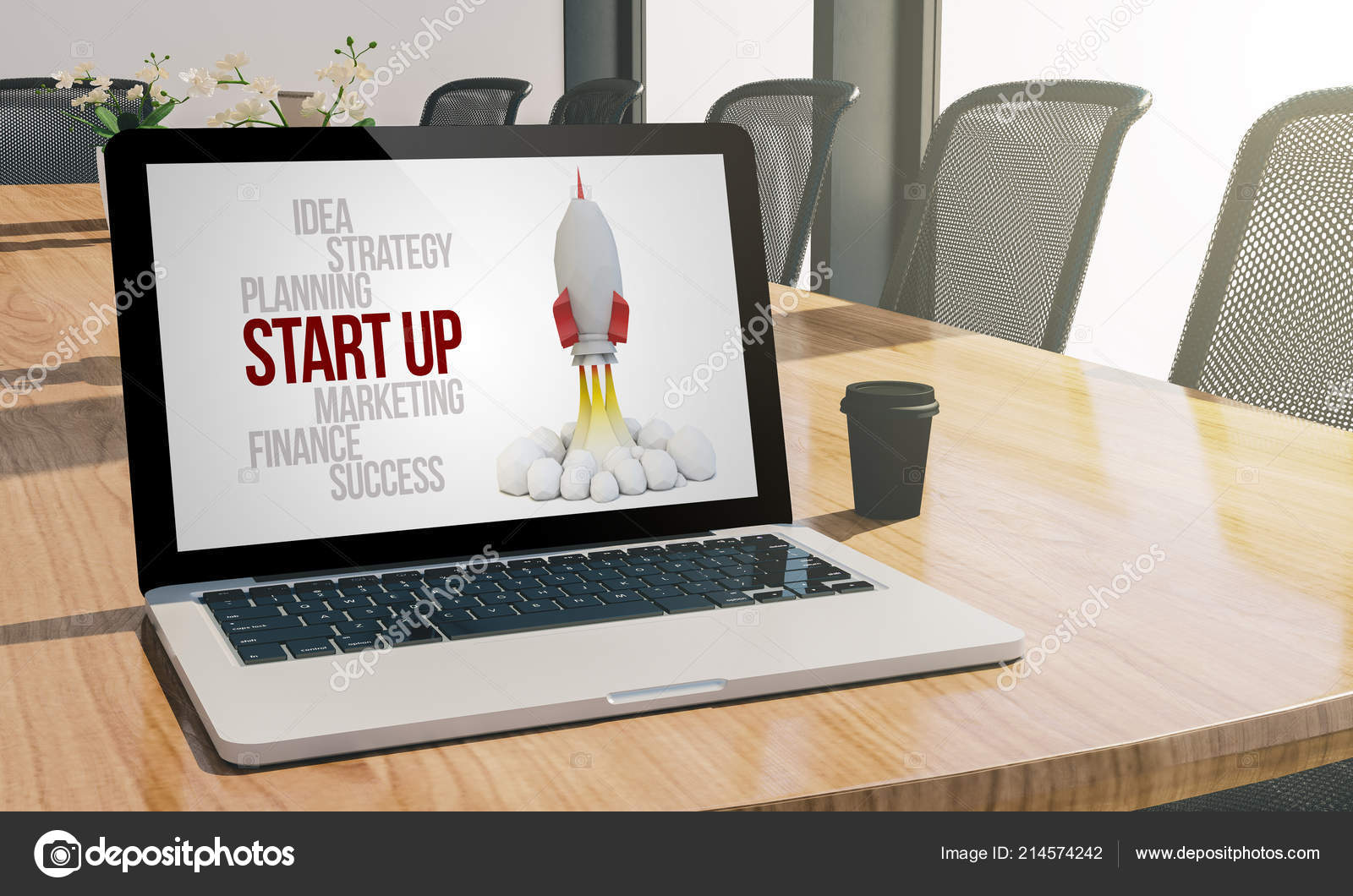 Start Screen Laptop Conference Room — Stock Photo © georgejmclittle ...