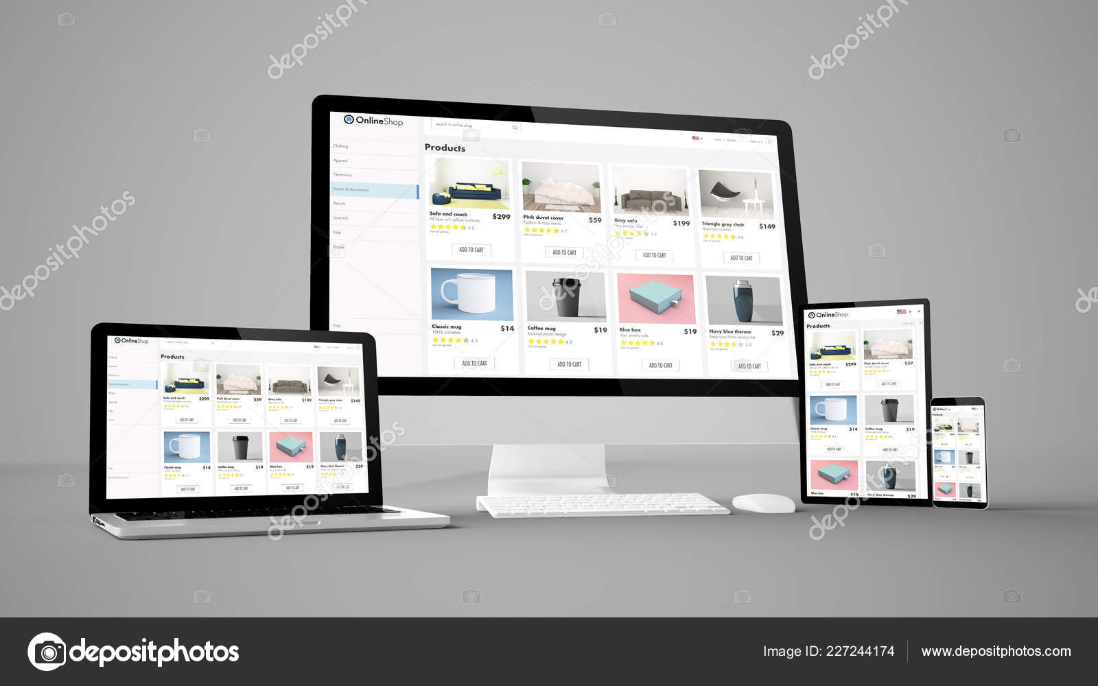 Shop Screen Devices Mockup Coworking Office Stock Photo by ...