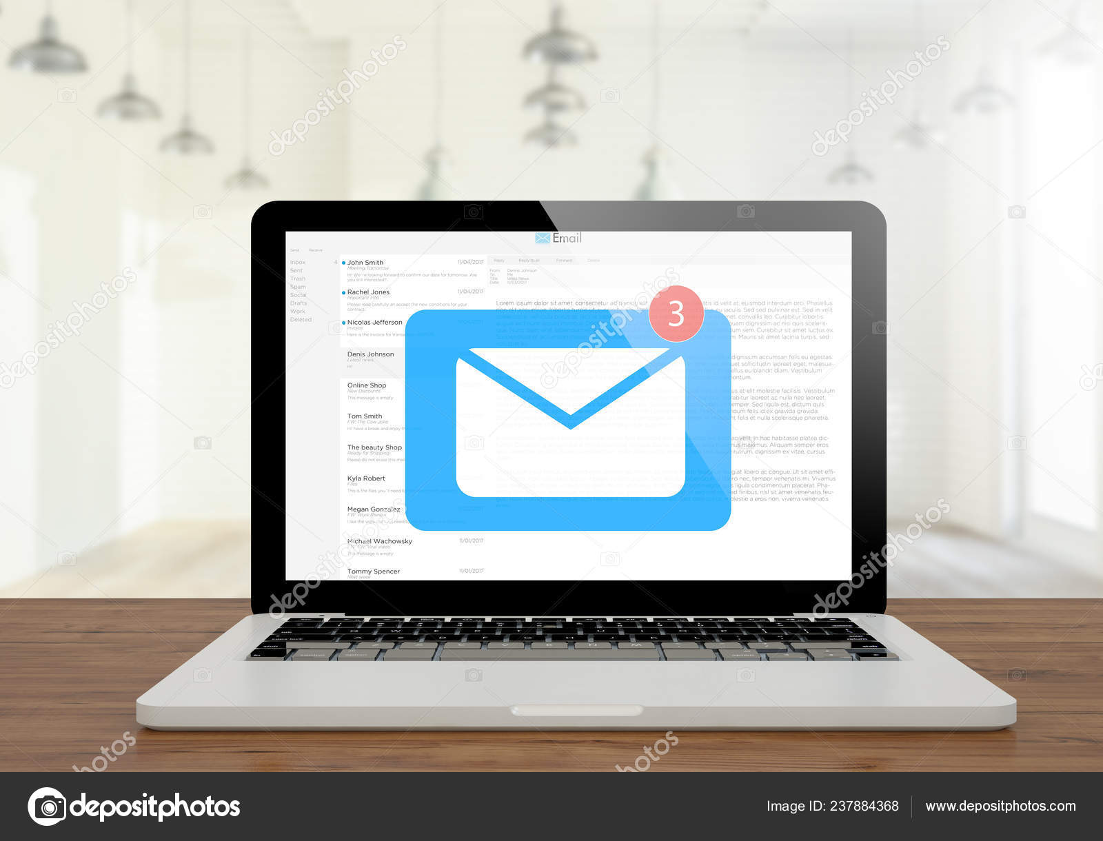Rendering Mail Screen Laptop Desktop — Stock Photo © georgejmclittle ...