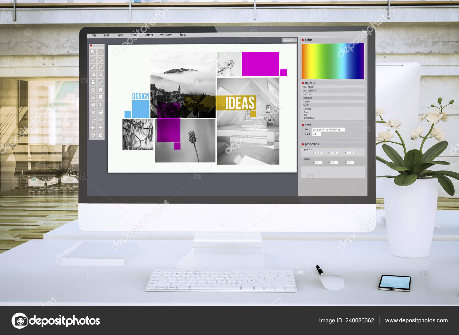 Typesetting Software Screen Computer Office Mockup Rendering — Stock ...
