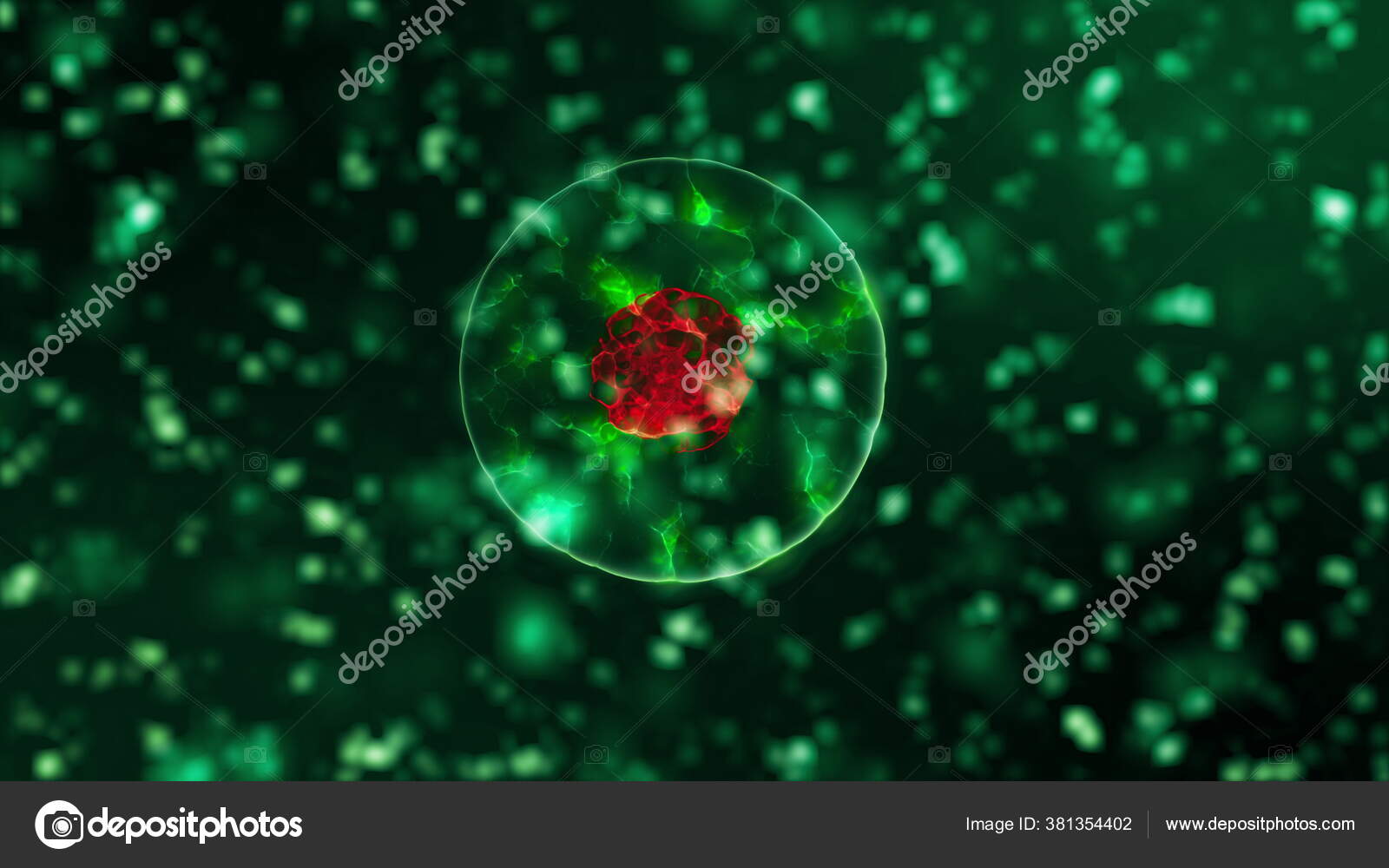 Abstract 3d model of coronavirus 2019-nCoV pathogen cells in infected ...