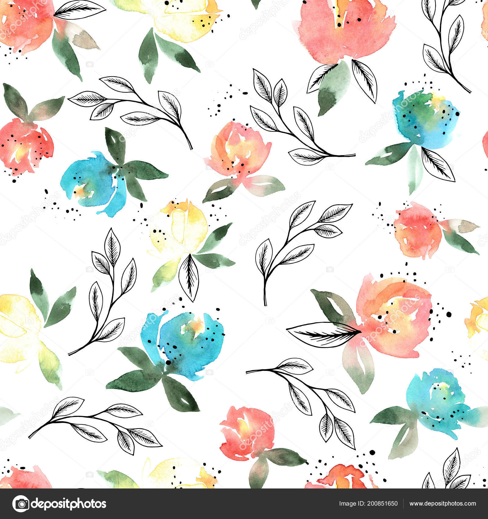 Watercolor Flowers Seamless Watercolor Floral Pattern Textiles Wrapping ...