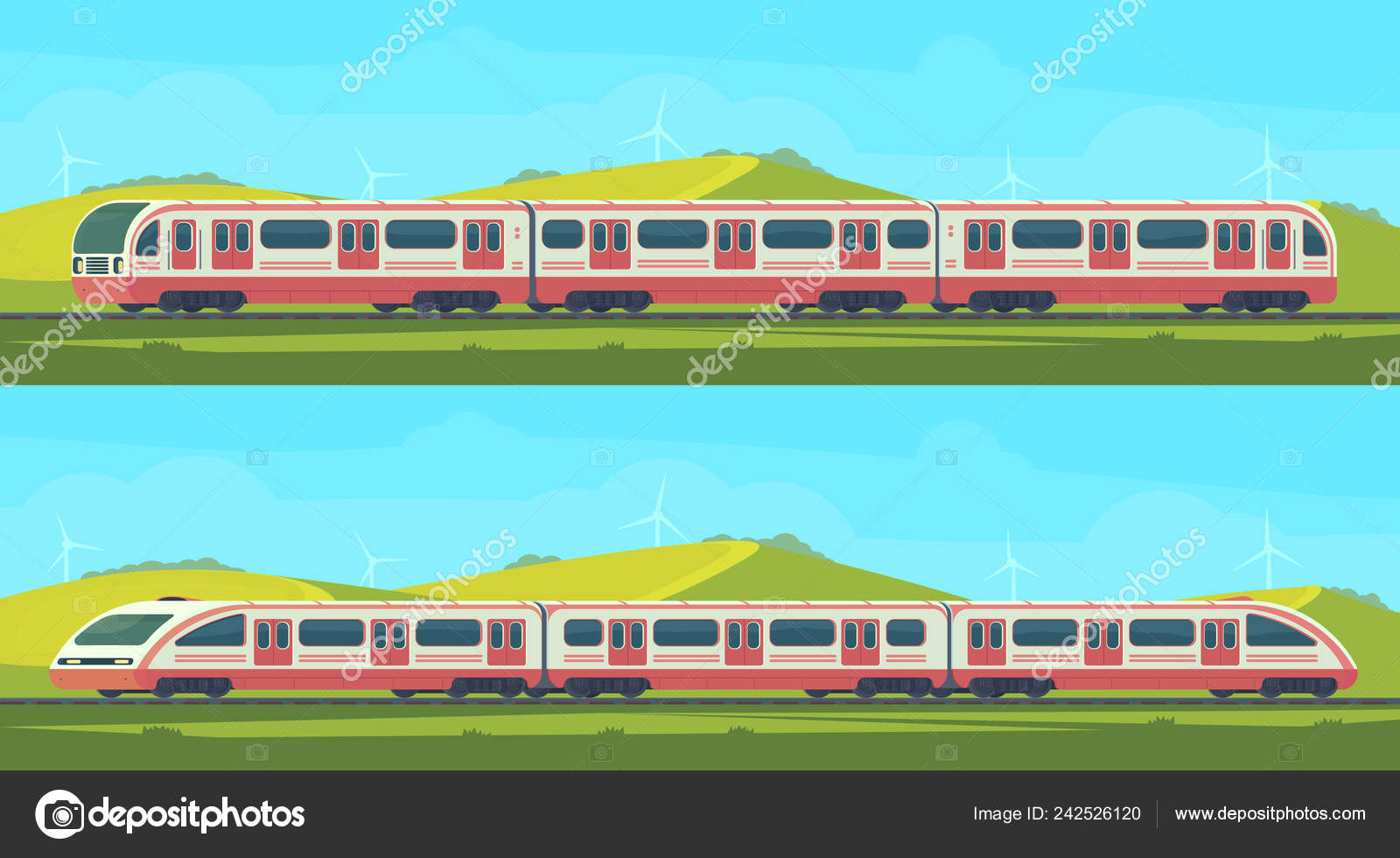 Modern Passenger Train Side View
