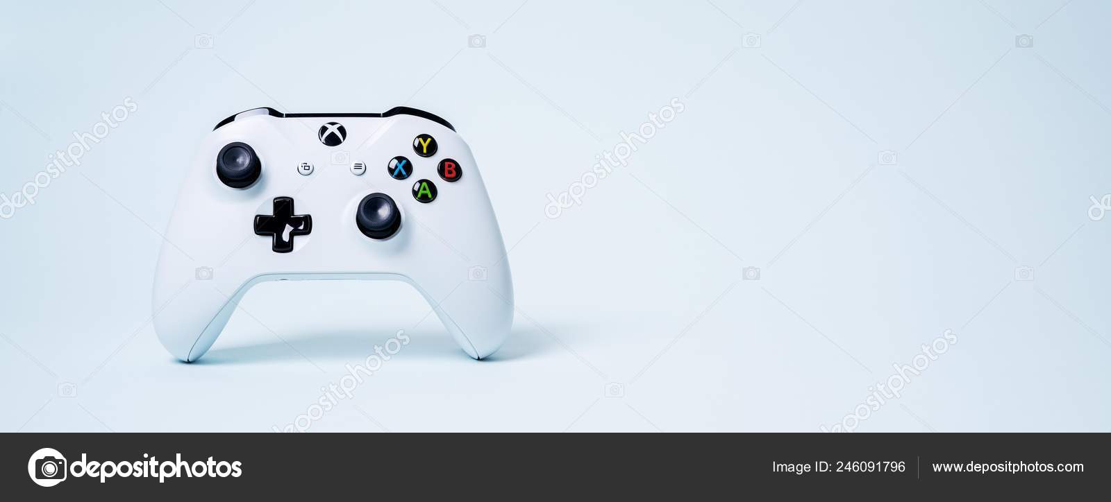 Gamepad Controller Joystick Blue Pastel Background Copy Space — Stock ...