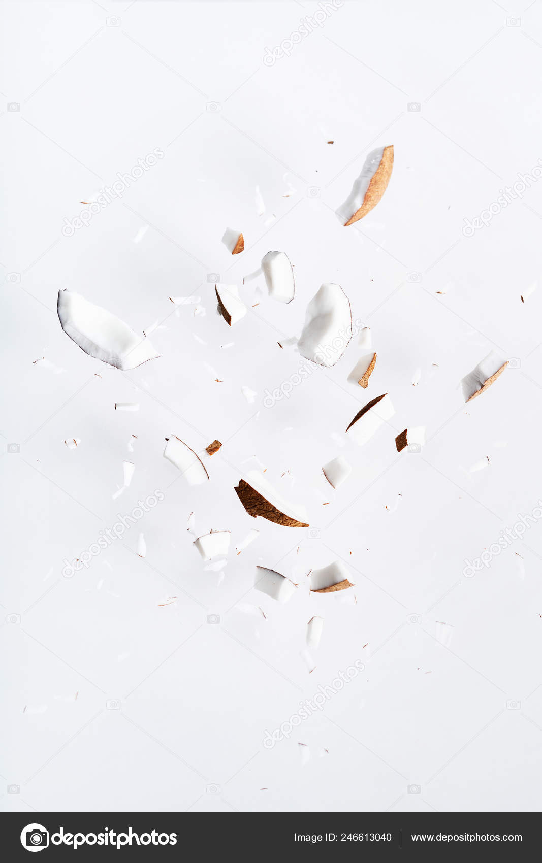 Flying Pieces Coconut White Background — Stock Photo © pinkasevich ...