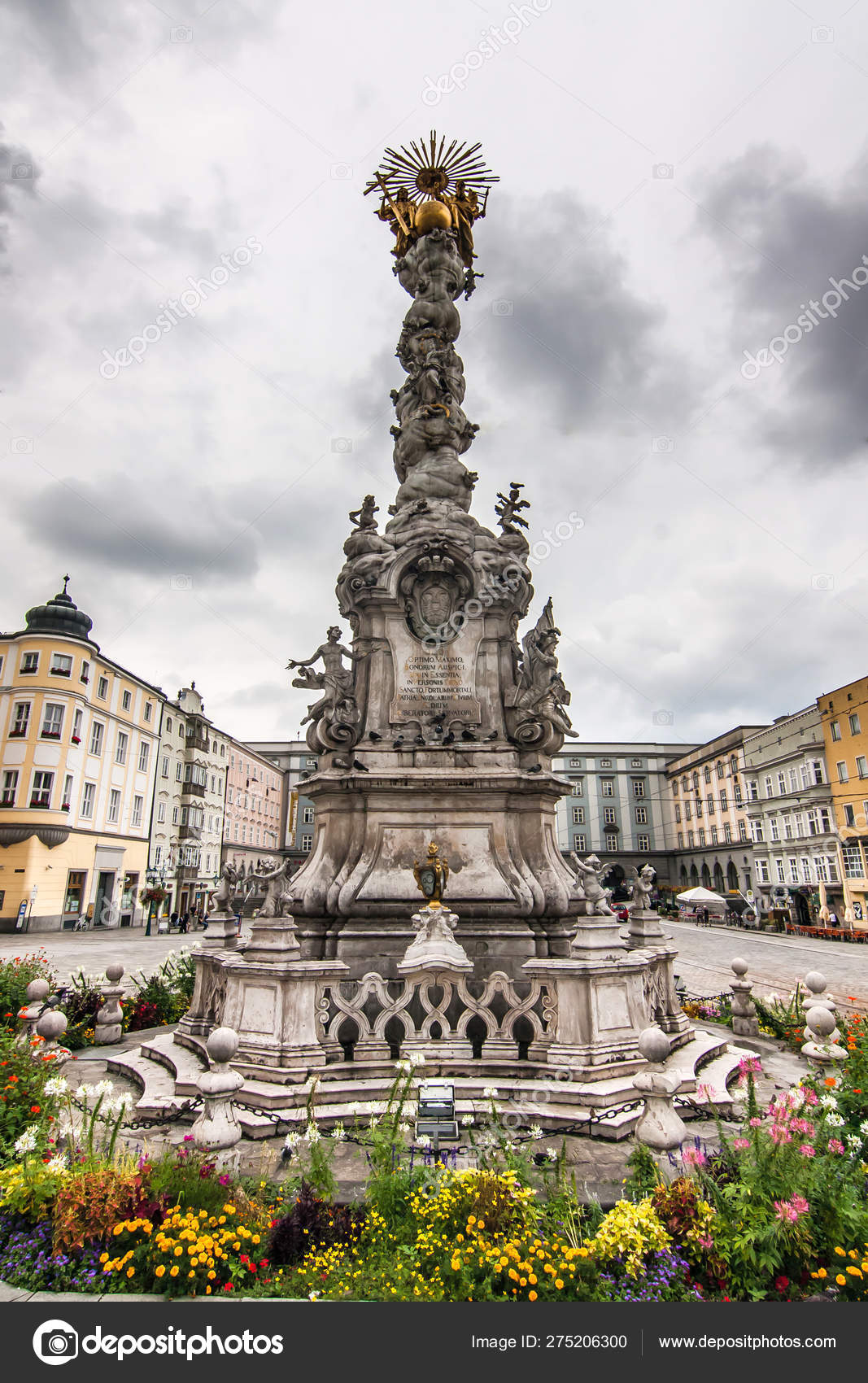 Baroque Trinity Plague Column Linz Main Square Hauptplatz Austria ...