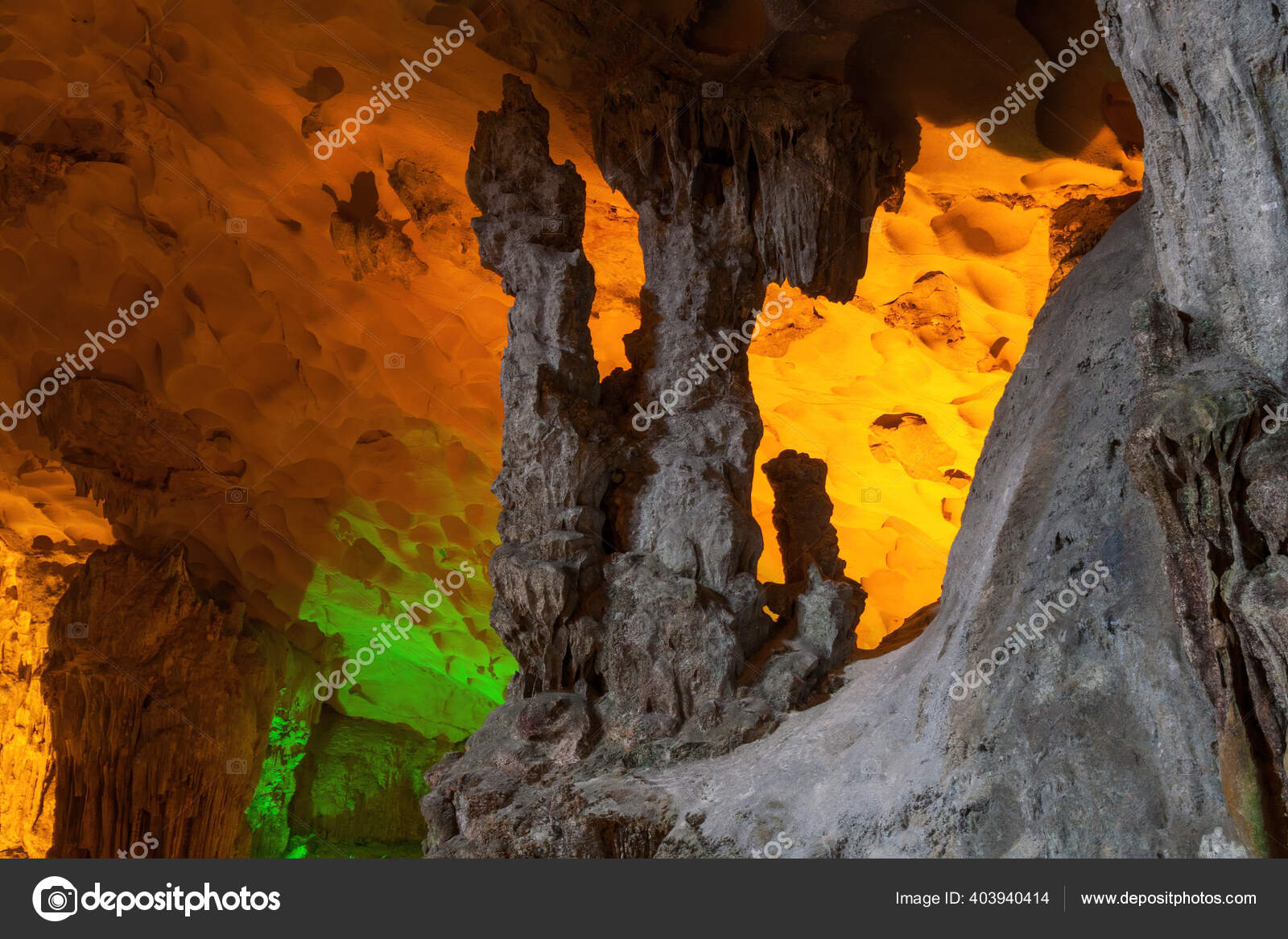 Stalactite Stalagmite Formations Limestone Cave Halong Bay Vietnam ...