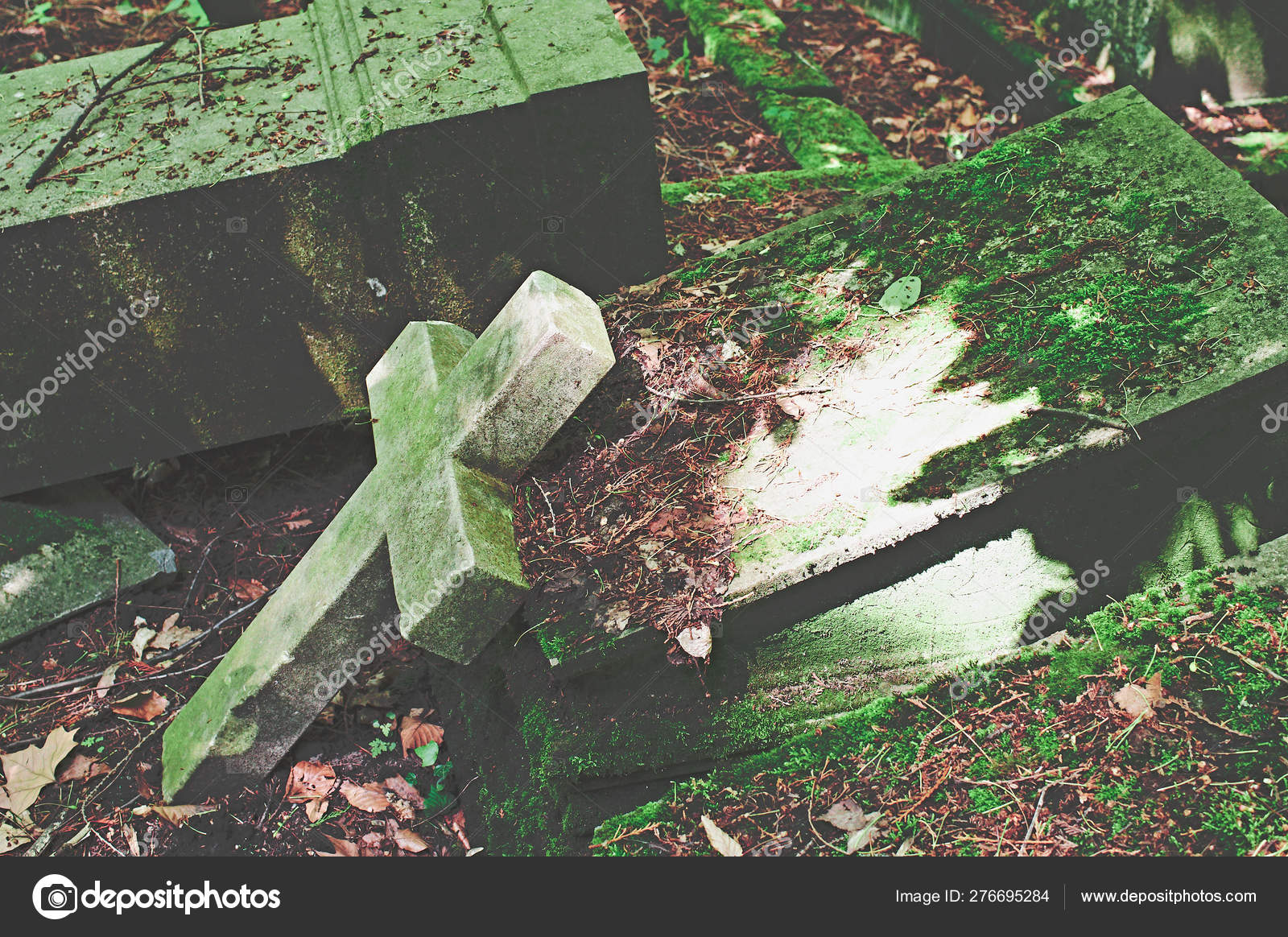 Broken Tombstone Damage Graveyard Green Stock Photo by ©Datenschutz ...