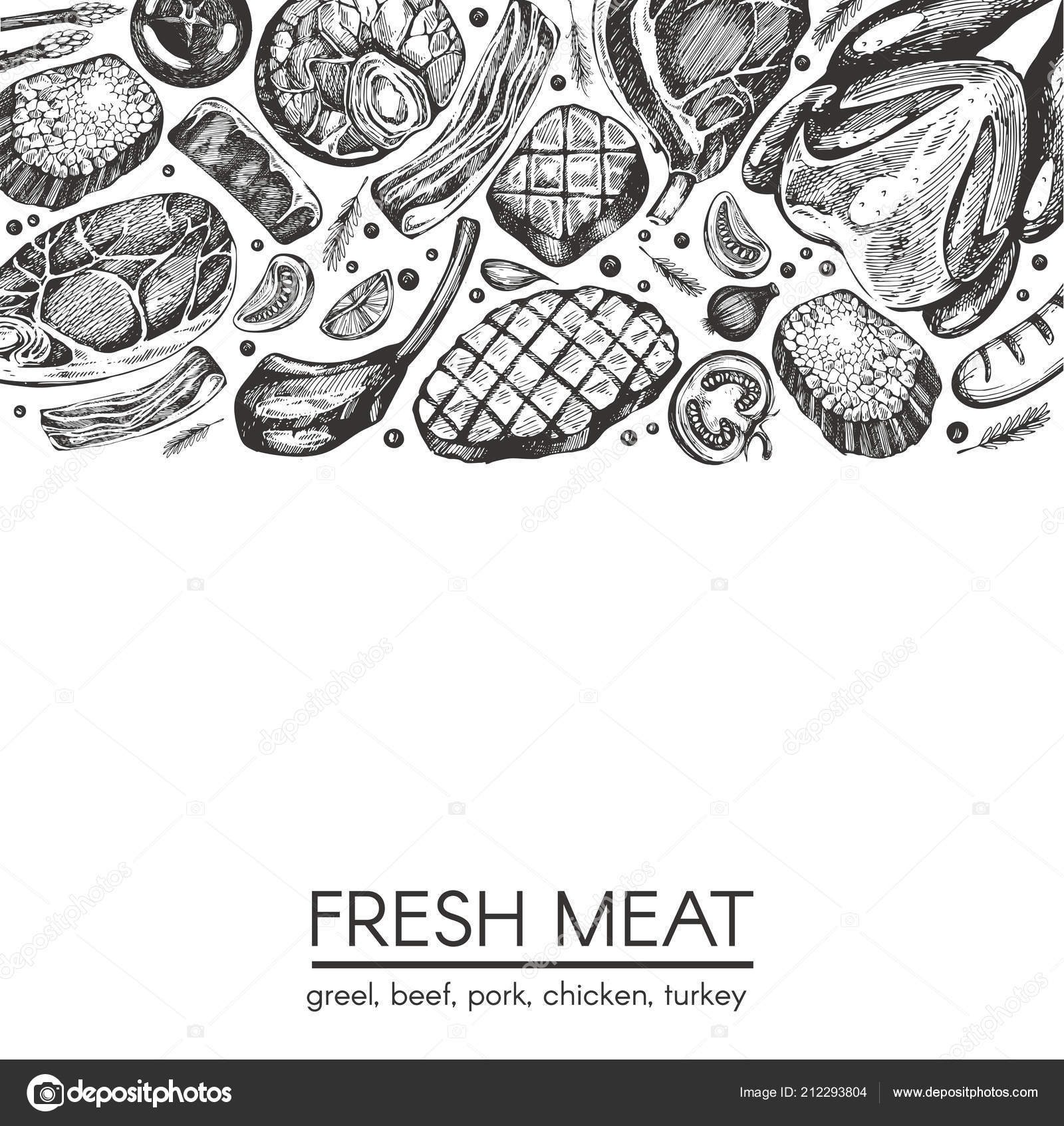 Vector Background Meat Products Stock Vector Image by ©Ollimay #212293804