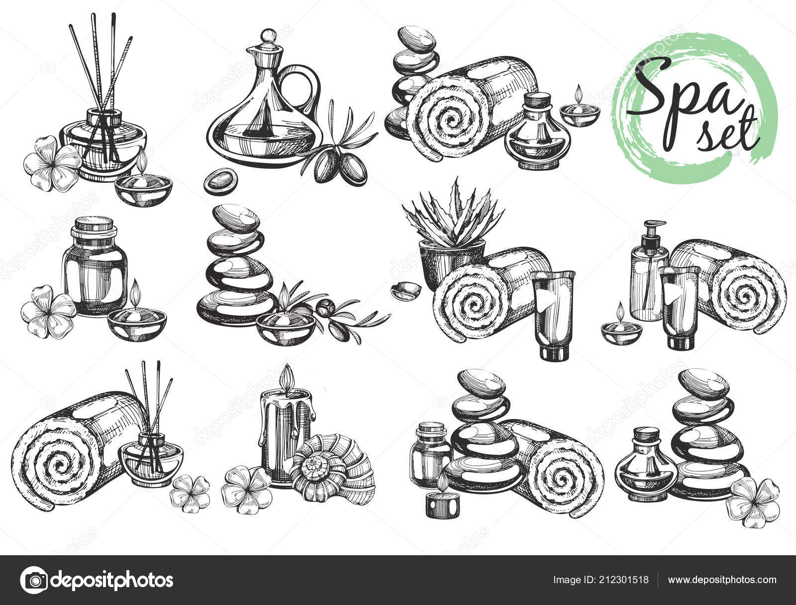 Set Vectores Con Iconos Spa Sobre Fondo Blanco Vector de stock por ...